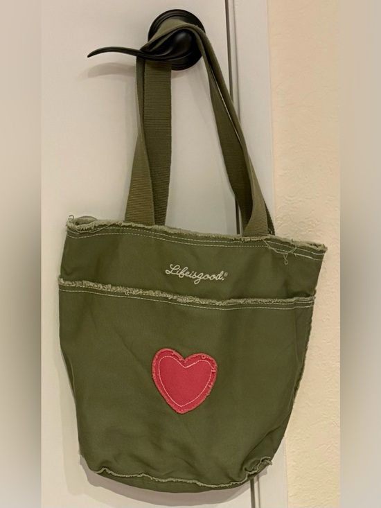 Life Is Good | Bags | Life Is Good Olive Pursesize Canvas Tote With ...